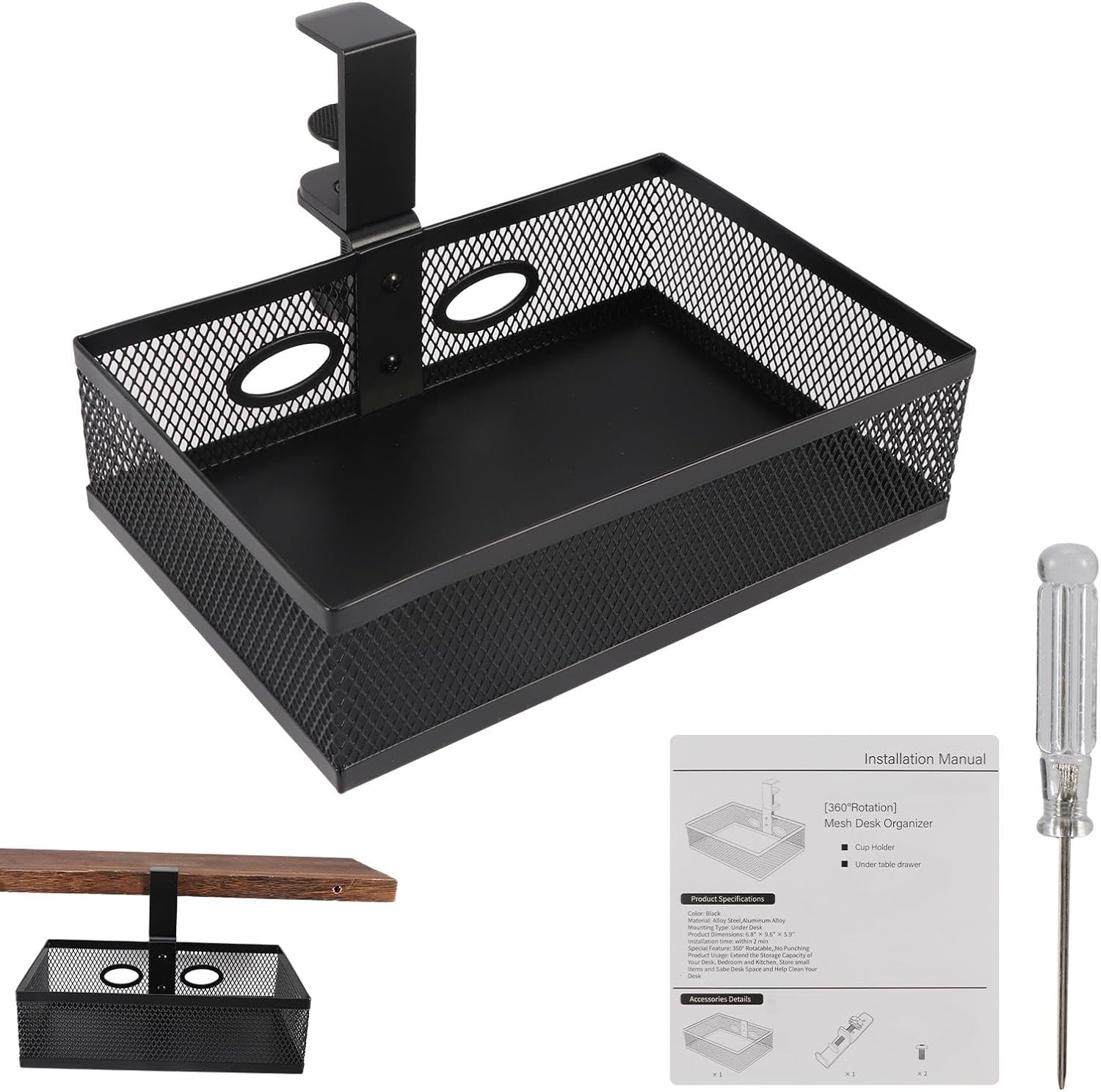 Amazon.com: KASCLINO Under Desk Storage Organizer, Hanging Locker with ...