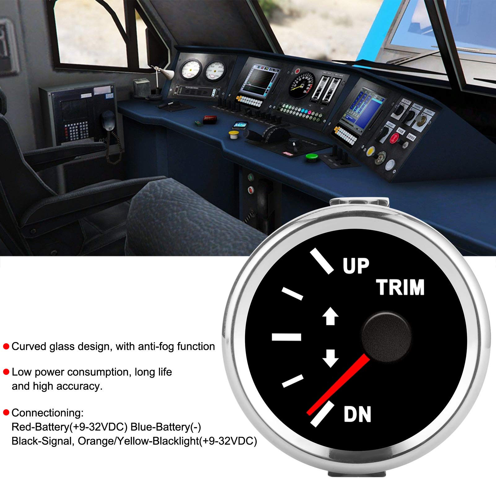 Outboard Motor Trim Gauge 52mm Marine Trim Gauge With Red Backlight ...