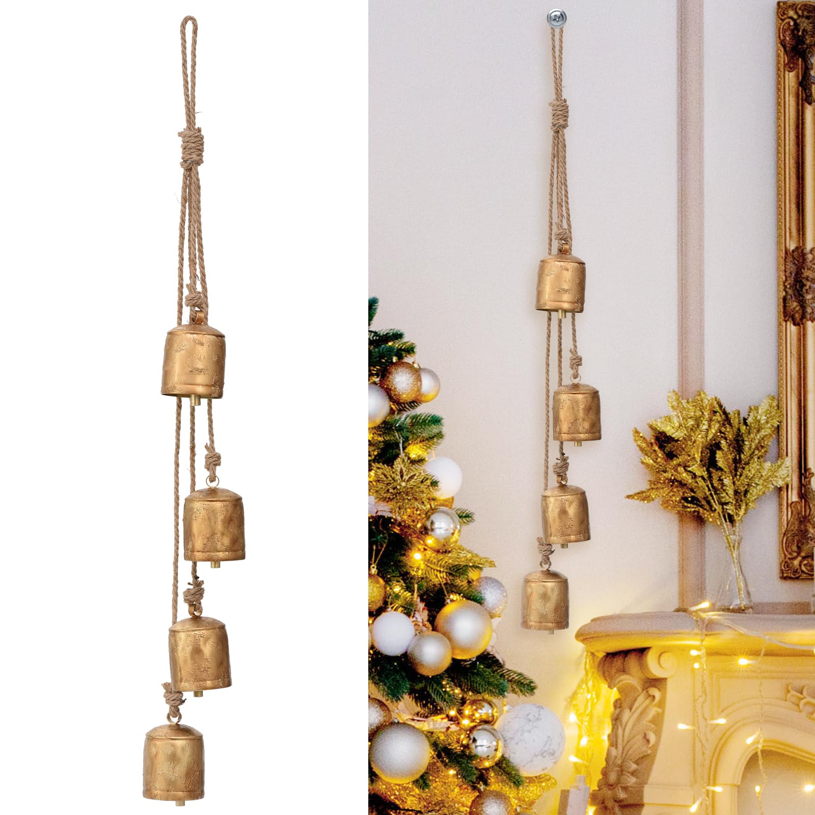 Amazon.com: Vintage Gold Bells for Christmas Decorations: Large ...