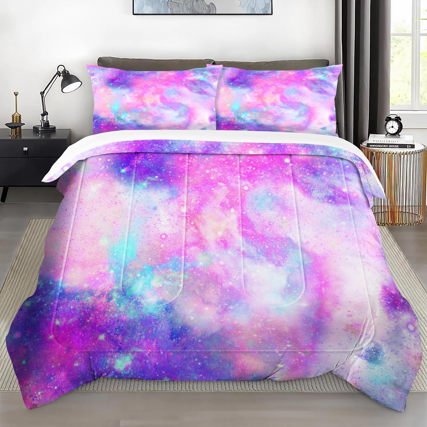 Amazon.com: Zenovaire Queen Comforter Set Galaxy Blue Comforters Queen ...