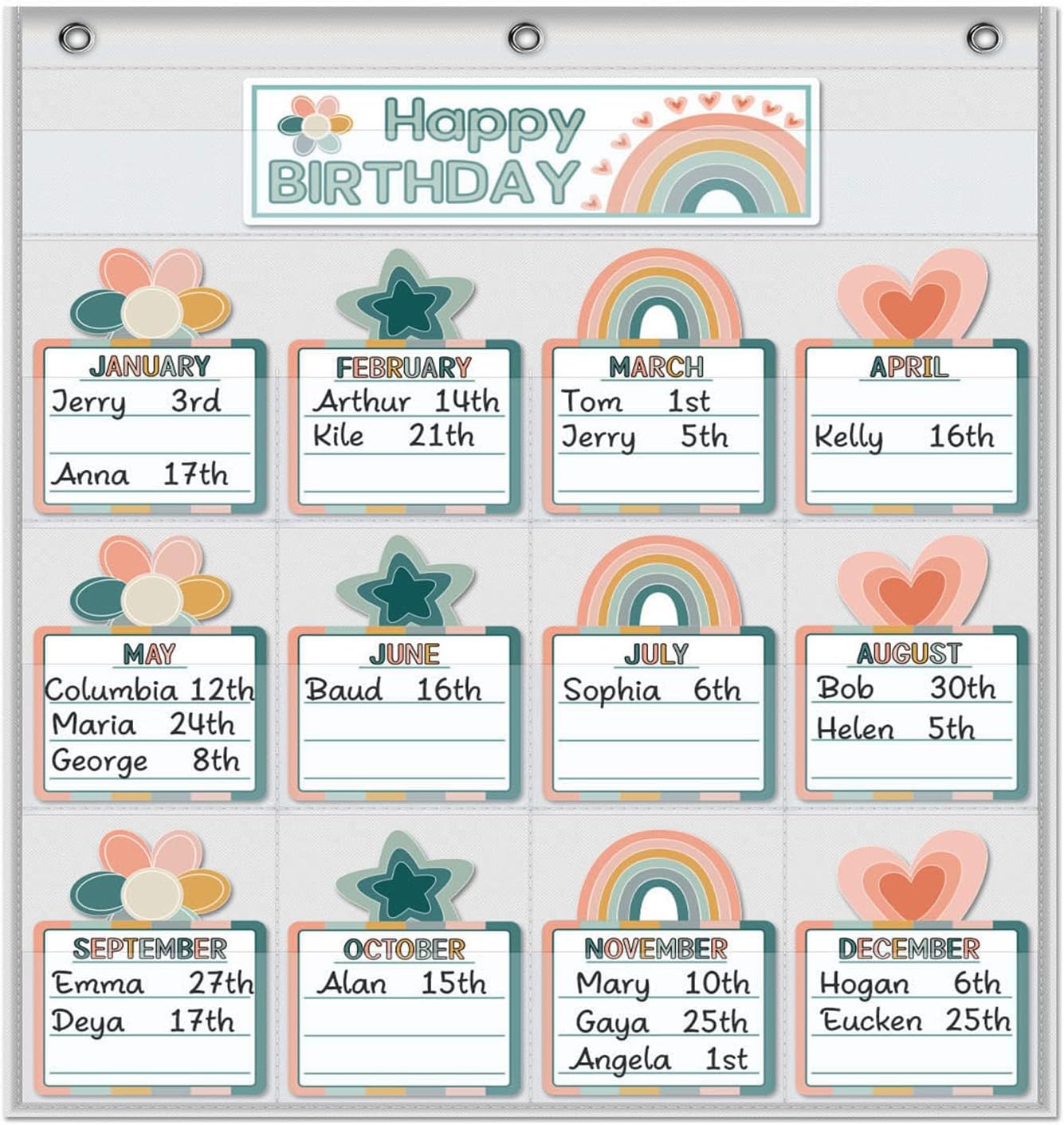 Amazon.com: ABCKEY Birthday Chart for Classroom, Encourage Friendship ...
