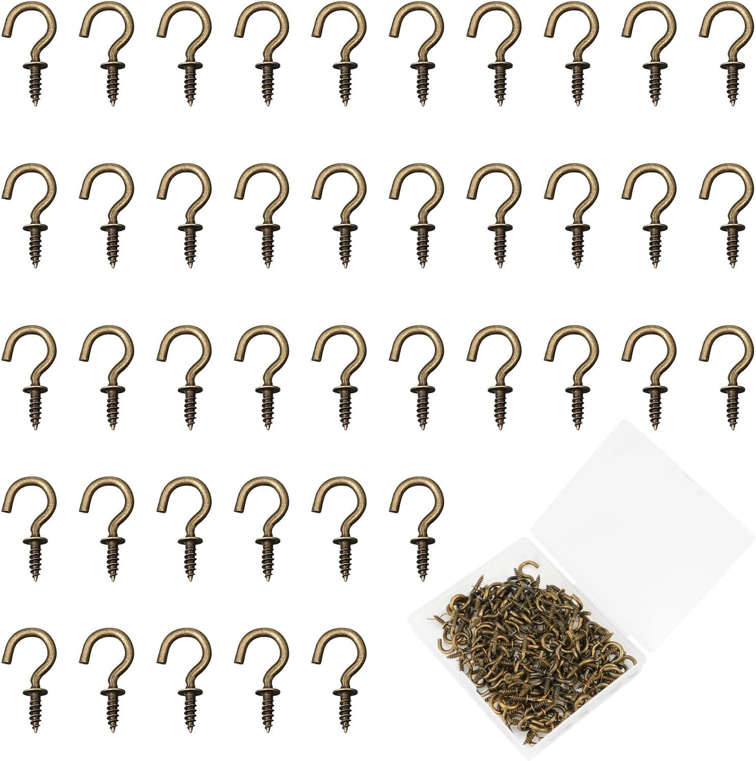 120 Piece Nickel Plated Hooks, 1/2 Inch Antique Brass Vintage Screw in ...