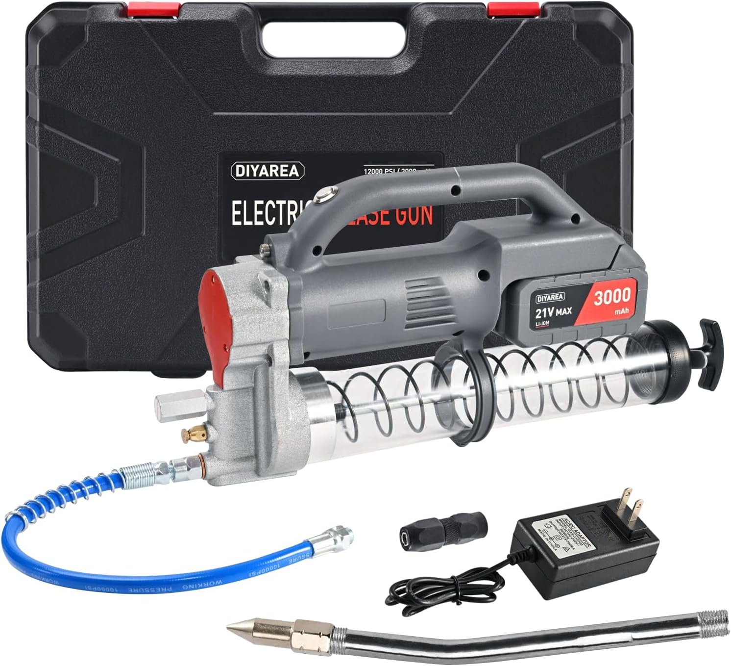 Amazon.com: DIYAREA Electric Grease Gun, 12,000 PSI High Pressure ...