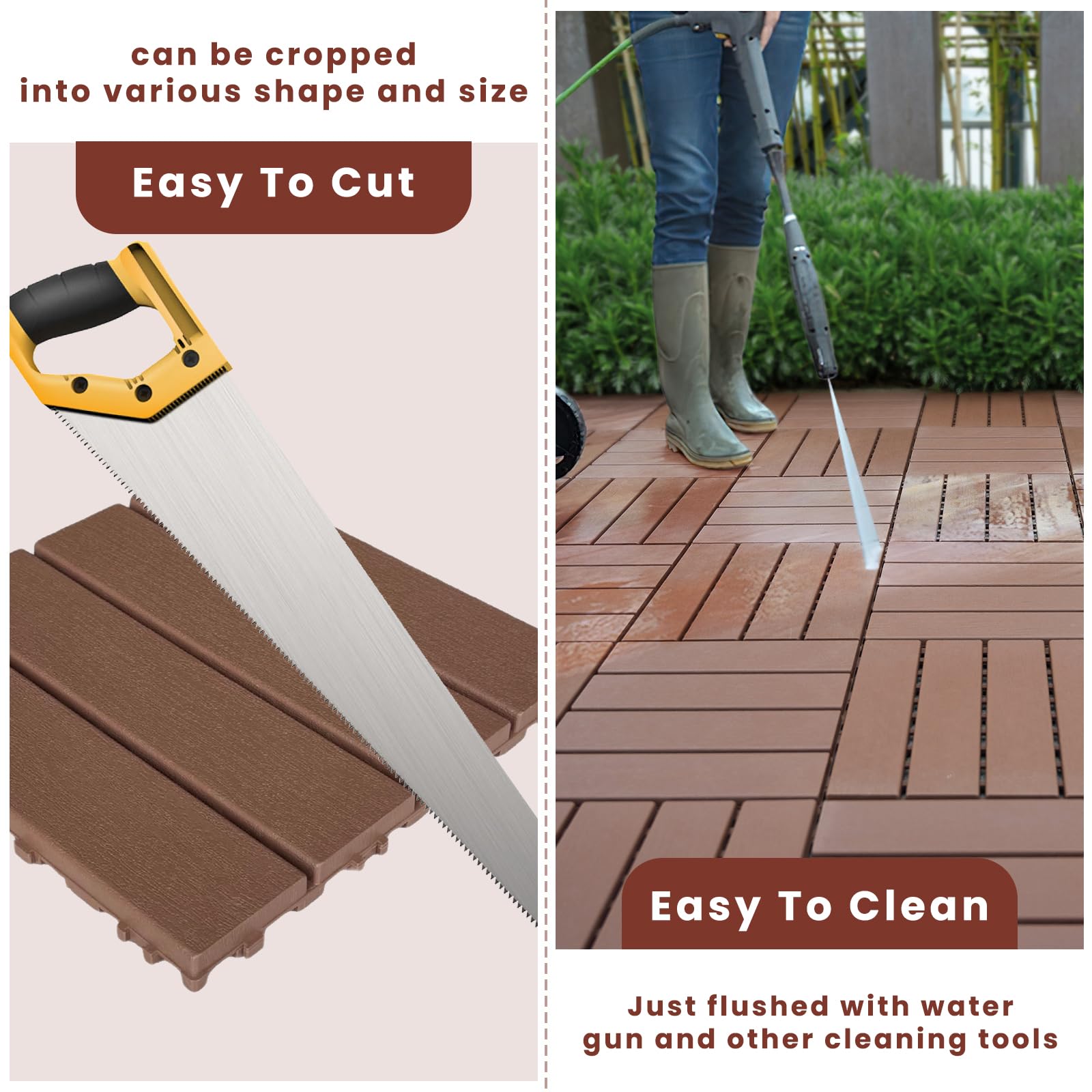 Rovibek Interlocking Deck Tiles 44 Pack Patio Tiles 12 X 12in Floor ...