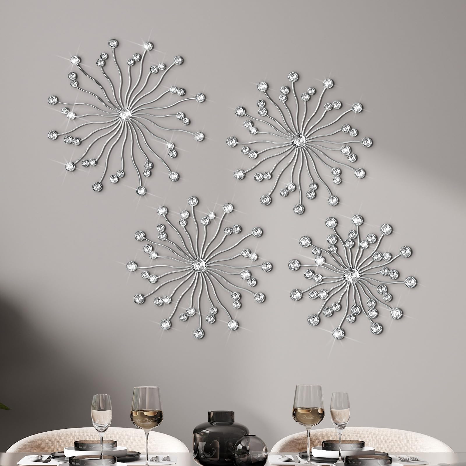 Amazon.com: Hicarer 9 Pcs Silver Wall Decor Metal Home Decor Metal Wall ...