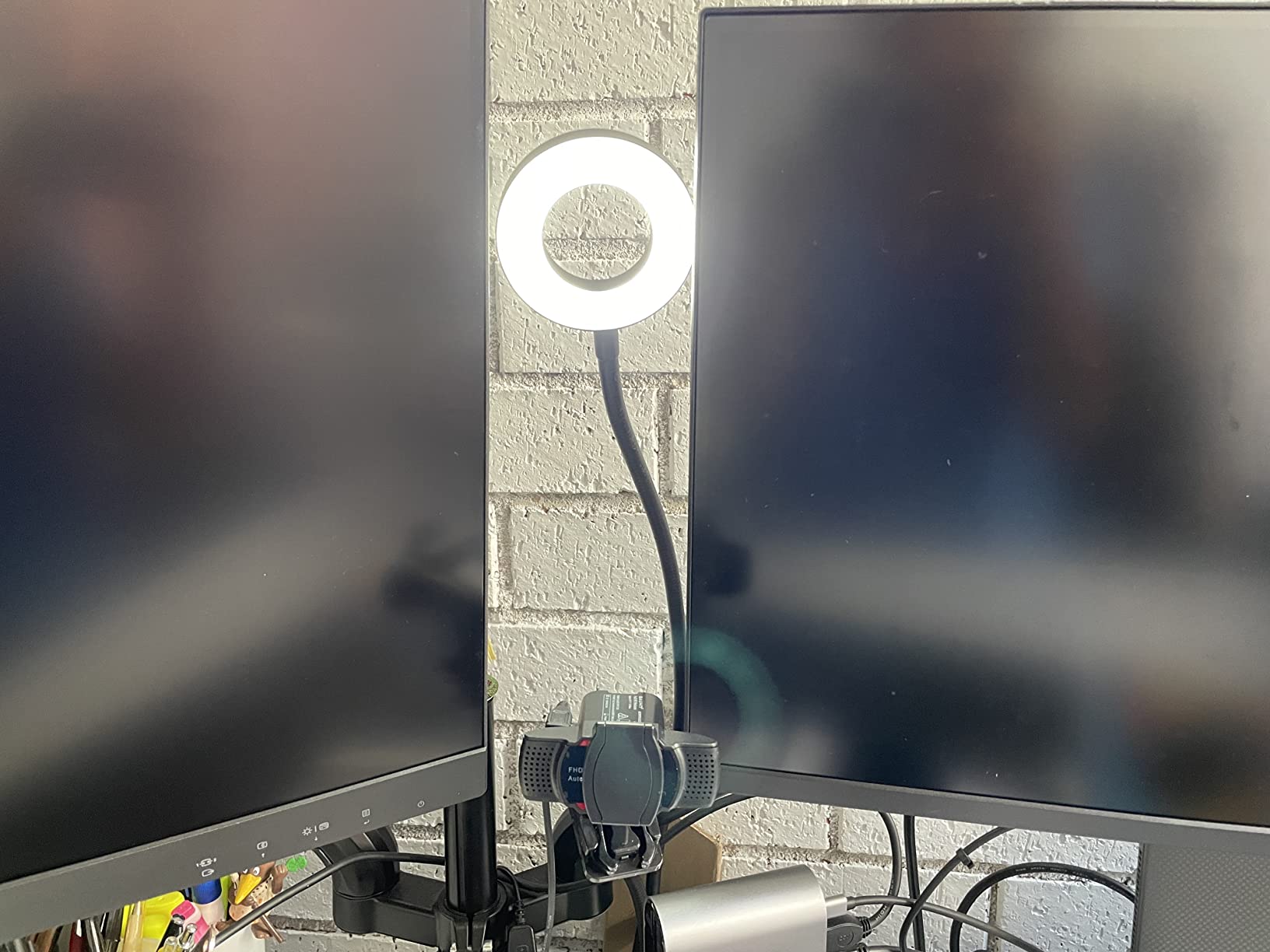 Webcam Light Stand for Live Stream, Selfie Ring Light with Webcam Mount ...