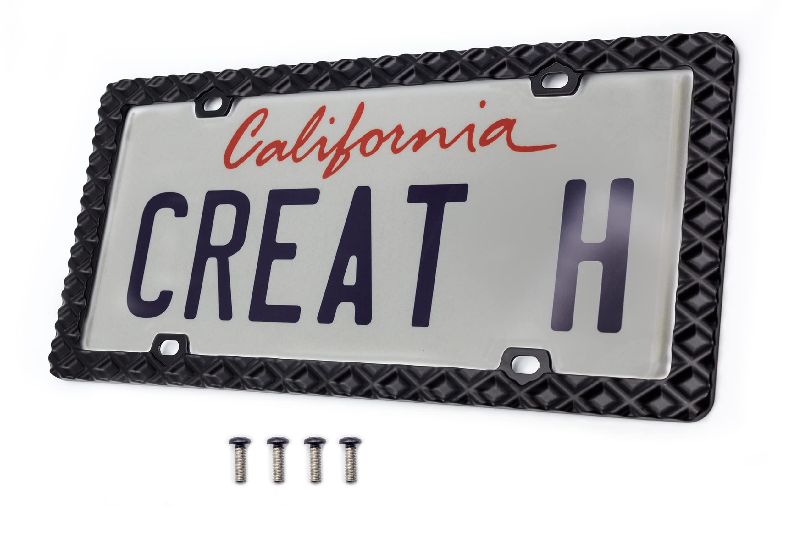 Amazon.com: Creathome 3D Waffle Pattern Matt Black License Plate Frame ...