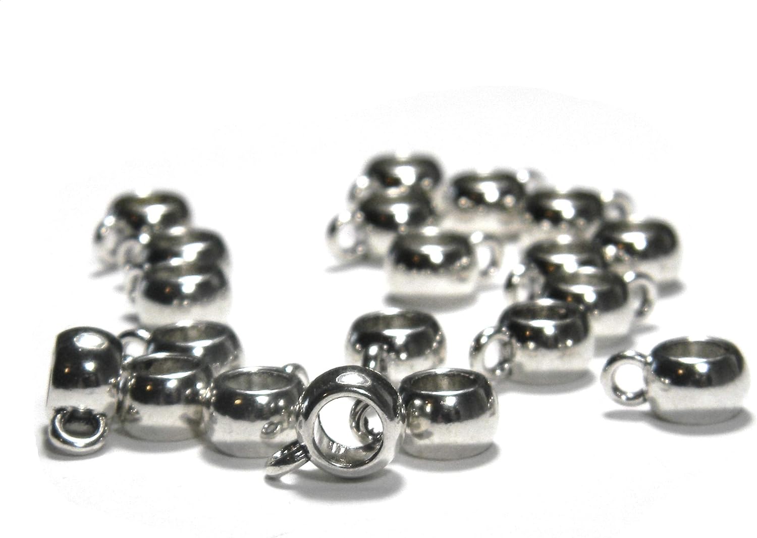 Amazon.com: 20 Antique Silver Pewter European Charm Holder Bead Bails w ...