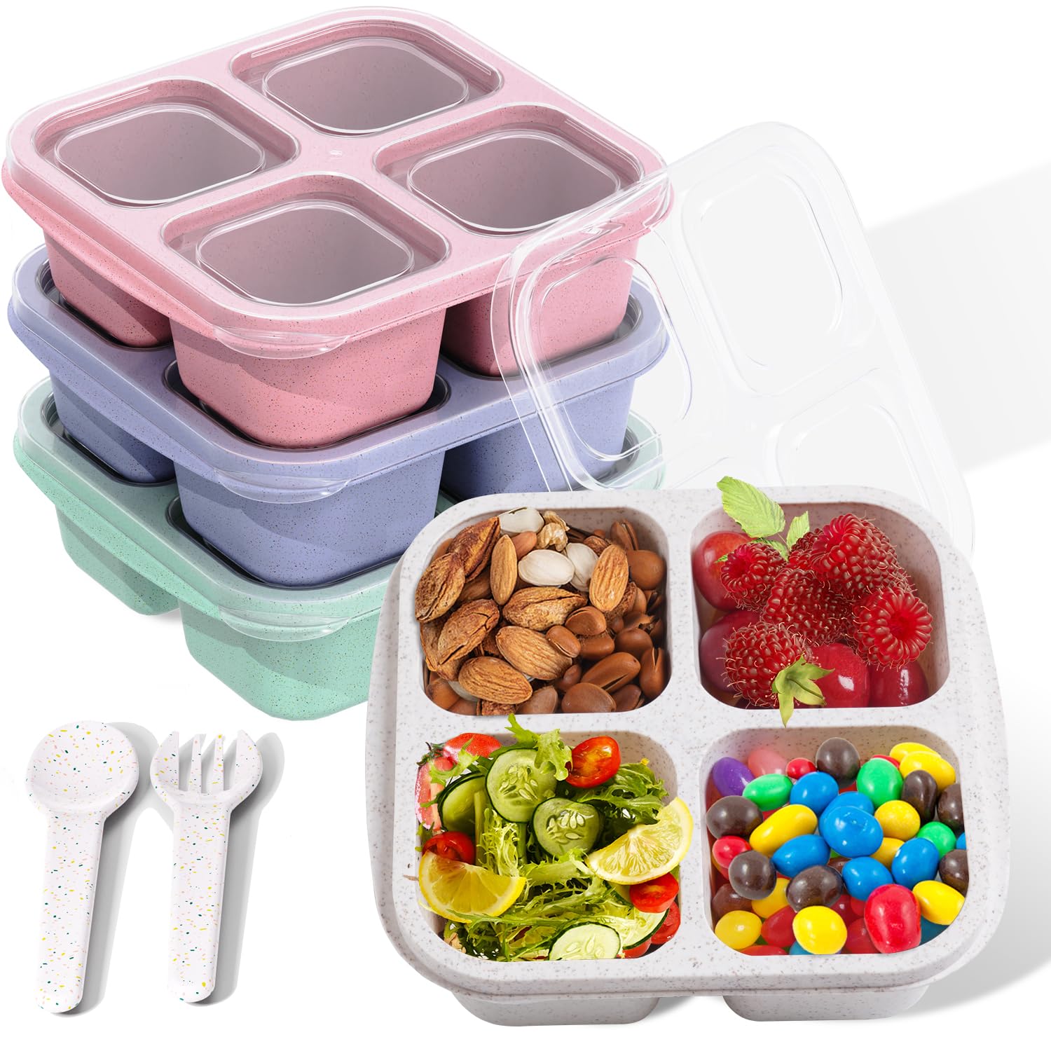 Amazon.com: ENESNES 4 Pack Bento Snack Containers Set, Lunchable ...