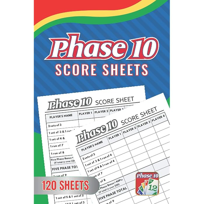 Buy Phase 10 Score Sheets: Phase Ten Score Sheets, 120 Page Score Pads ...