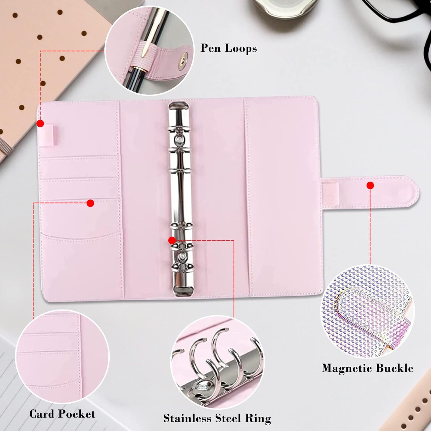 A6 Money Budget Ring Binder-40 PCS Money Saving Wallet A6 Ring Binder ...