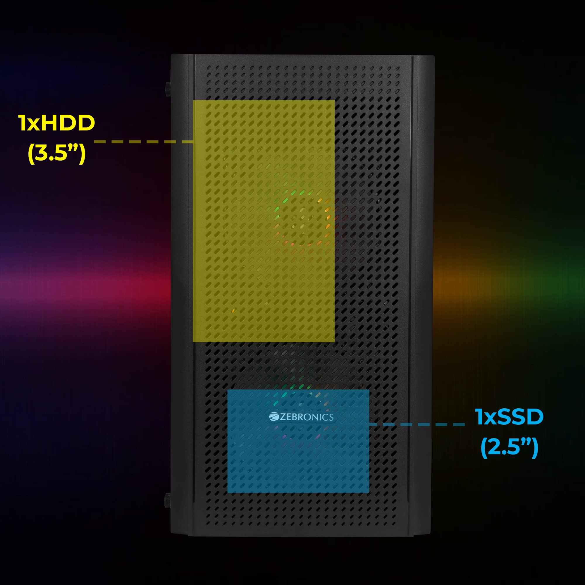 ZEBRONICS Zeb-AUXO Premium Gaming Cabinet with Micro ATX Support, USB3 ...