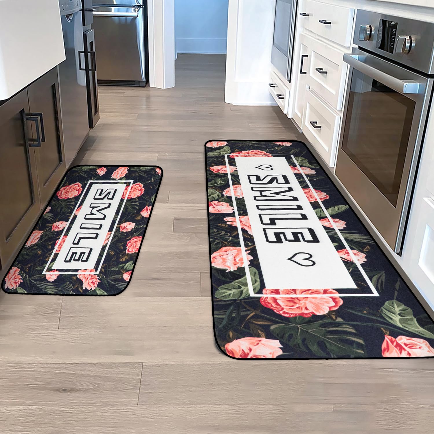 Kitchen Rug Sets 2 Pieces Non Slip Rugs Mats Runner Rug 17"x48"+17"x24 ...