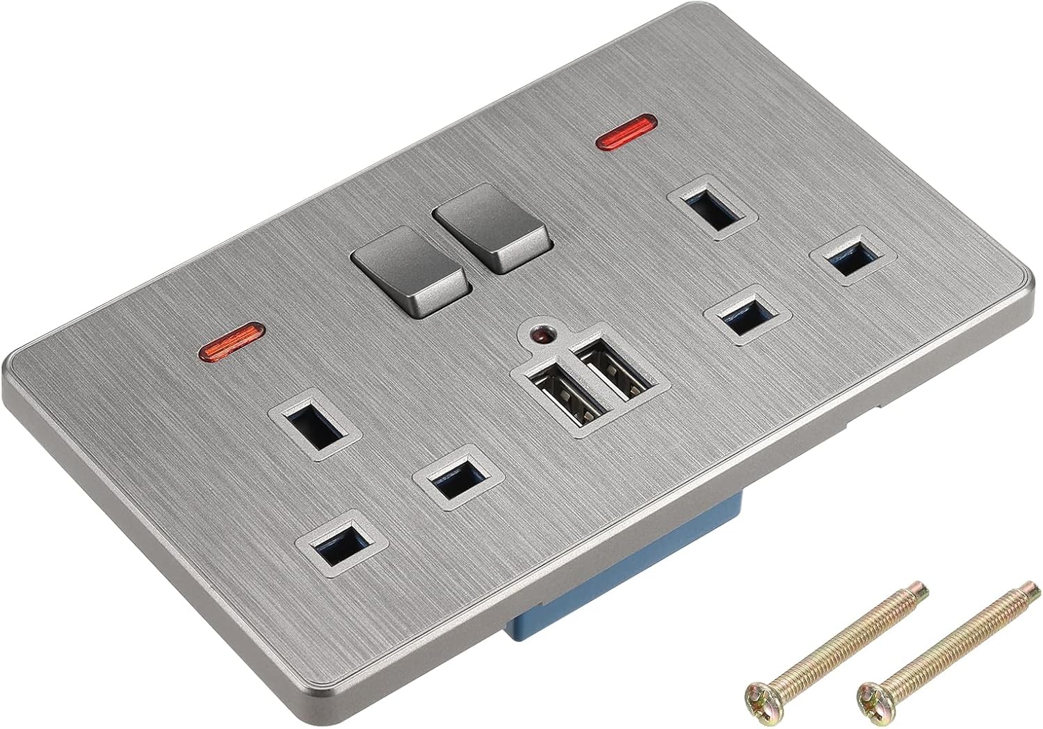 MECCANIXITY Dual UK Socket Switched Multi Power Outlet Dual USB Grey PC ...