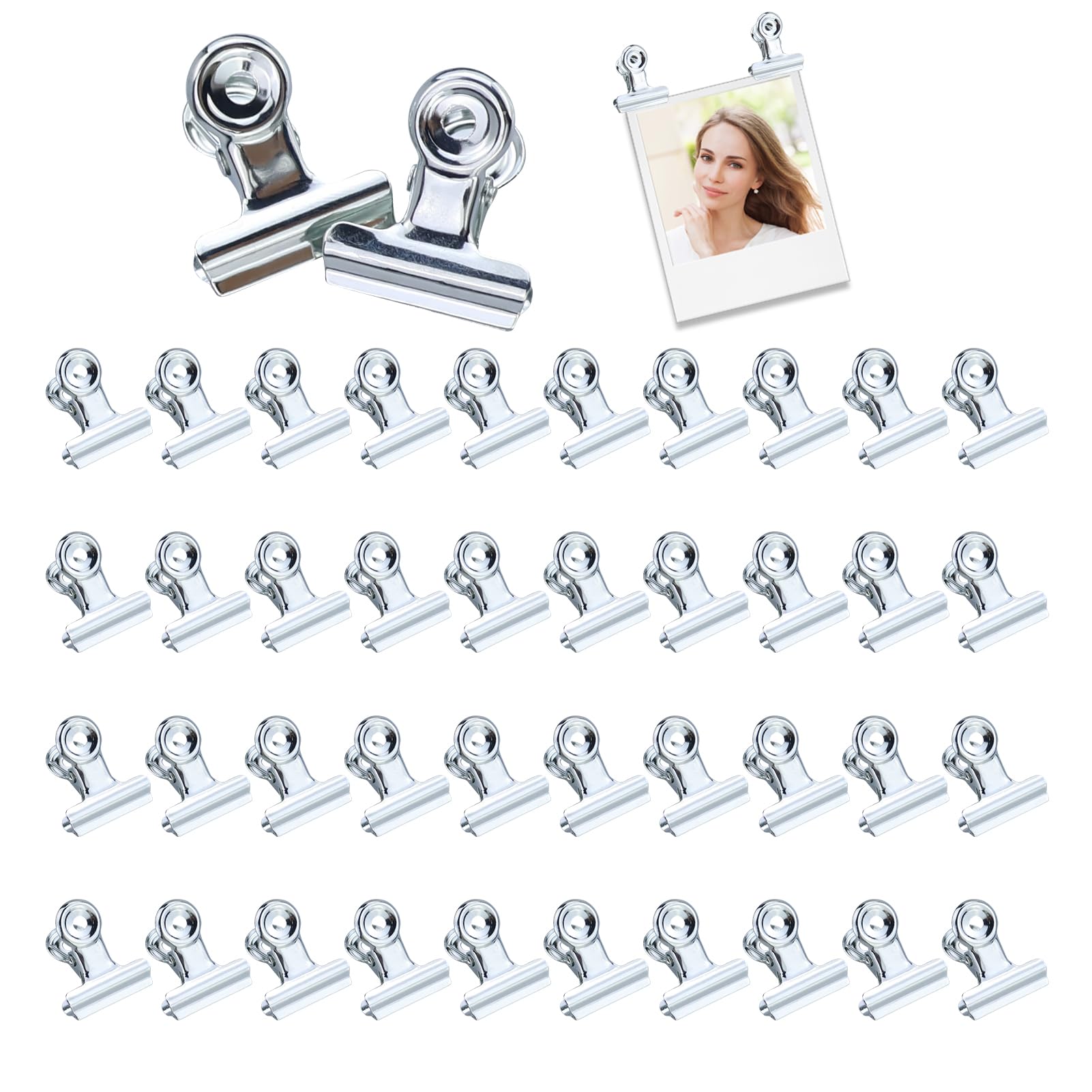 HXMJIED 40PCS Silver Binder Clips, 0.87 Inch(22MM) Metal Hinge Clips ...