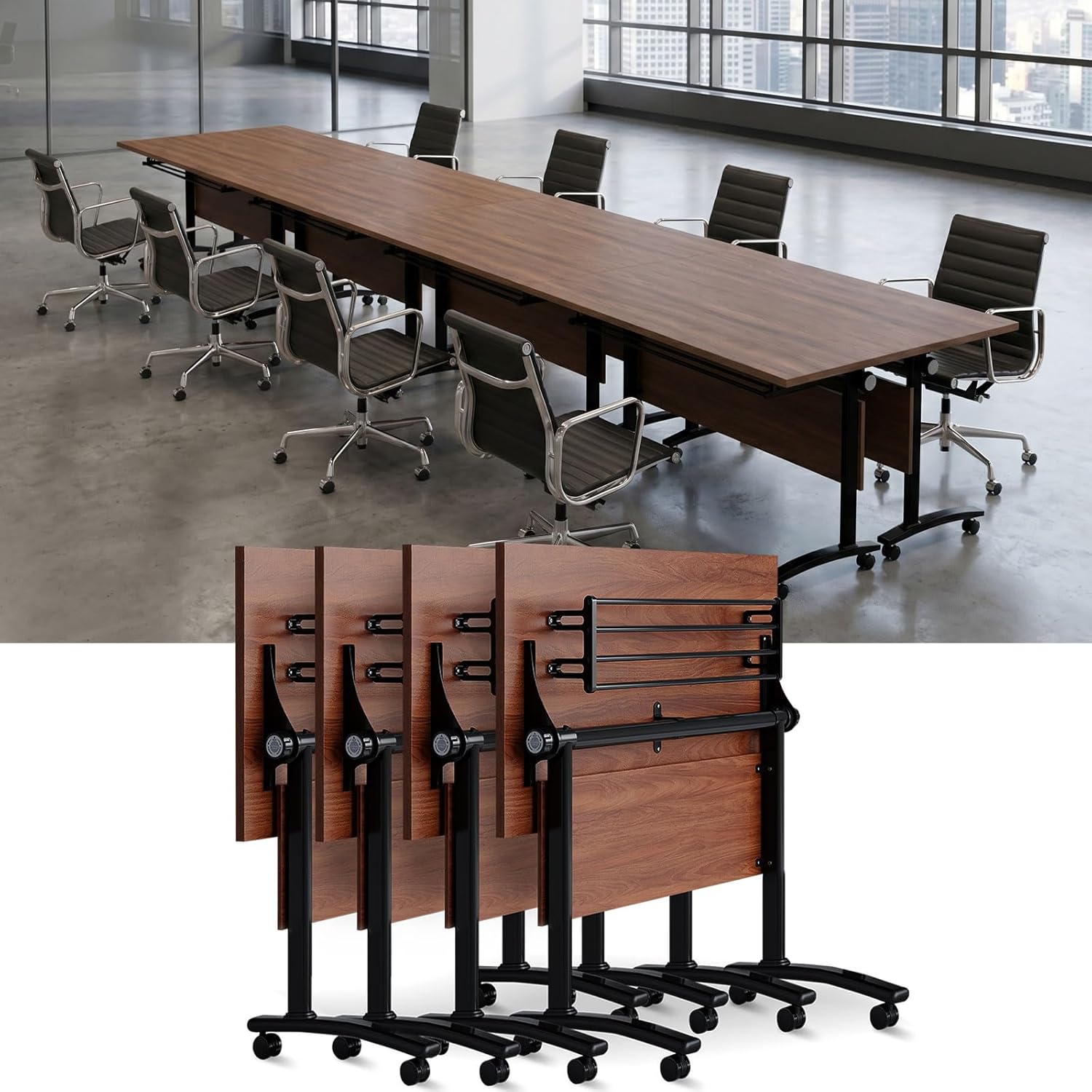 Amazon.com: JNMDLAKO Folding Conference Room Table with Wheels ...