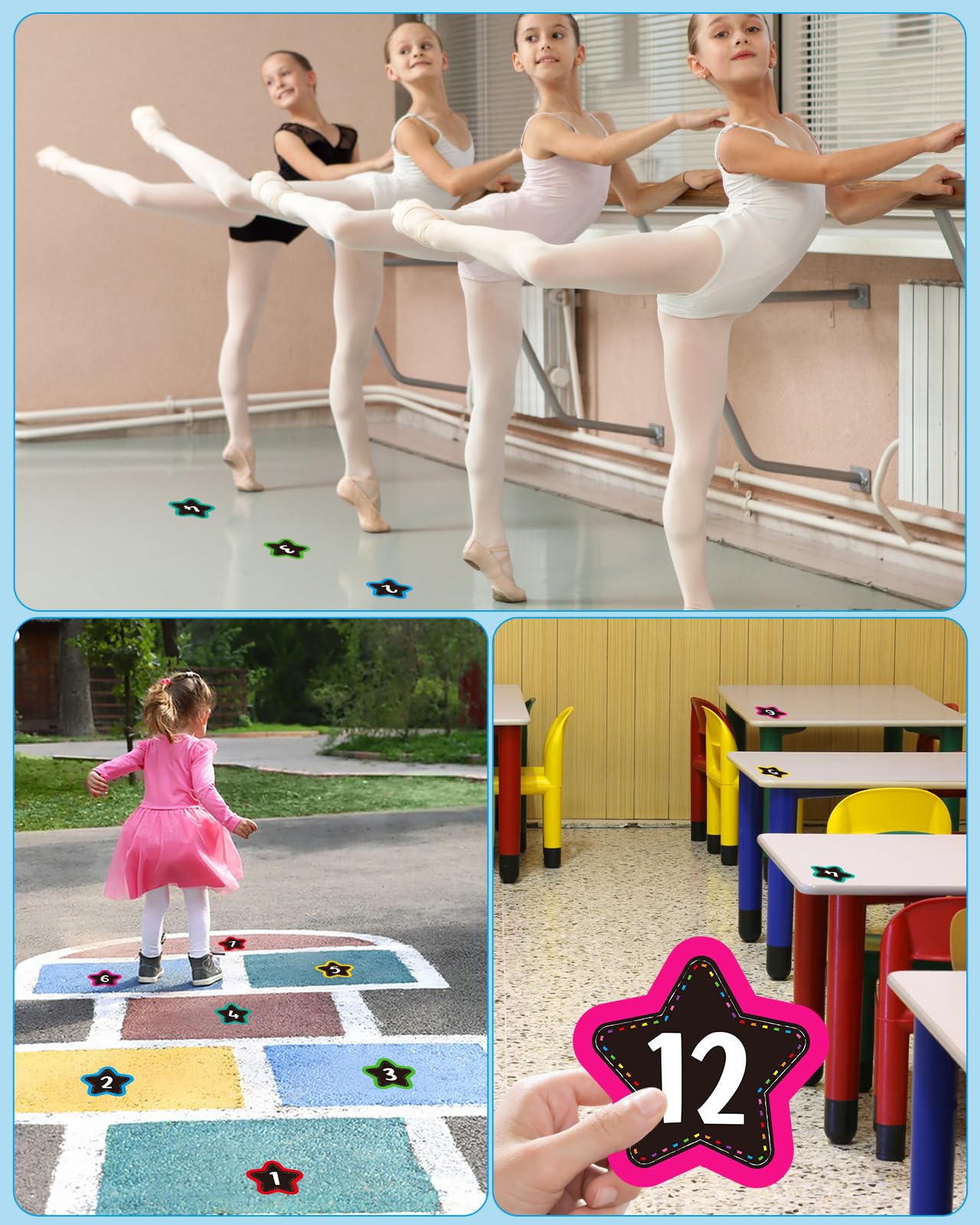 Snapklik.com : Classroom Line Up Stickers - 36PCS Star Line Up Spots ...