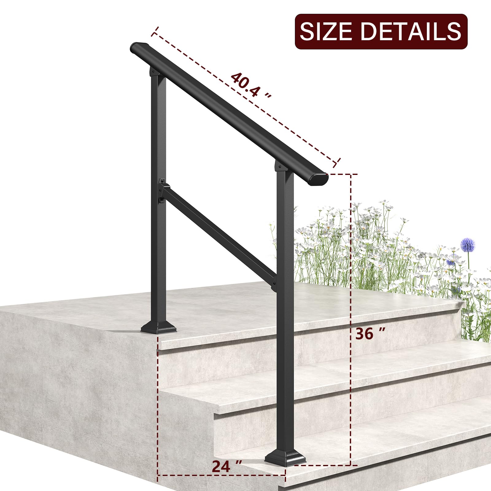 Snapklik.com : Hand Rails For Outdoor Steps, 3 Step Handrail, Outdoor ...