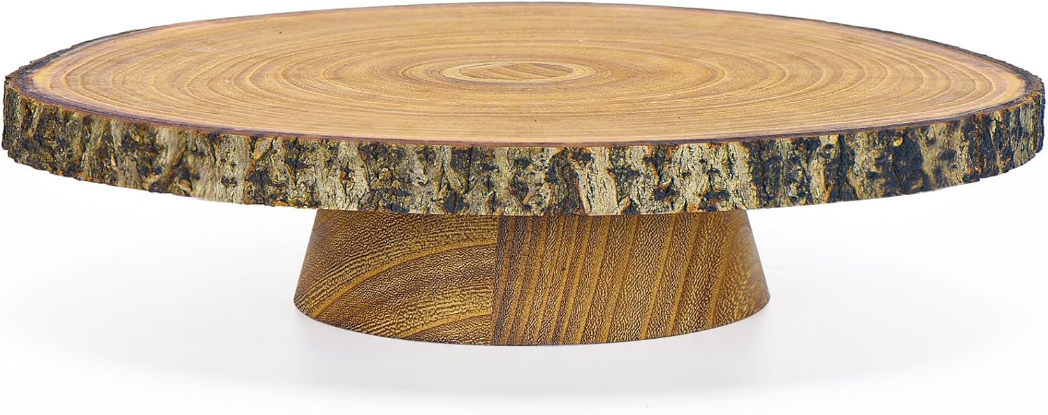 Amazon.com: Wood Cake Stand 10-12 Inch, Natural Wedding Cake Table ...