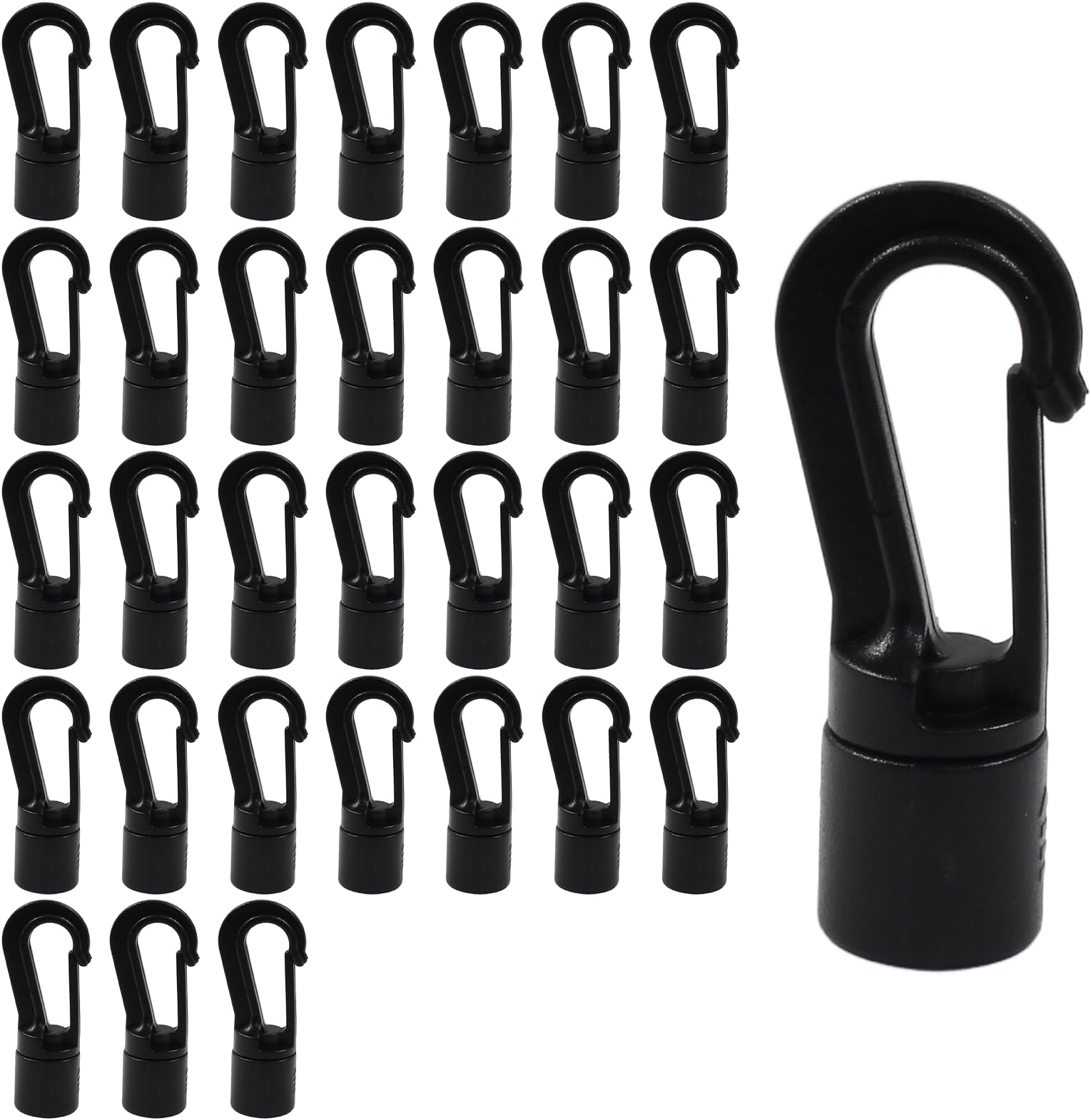 Litoexpe 32 Pcs Shock Cord Snap Hooks for 1/4 inch to 5/16 inch, Black ...