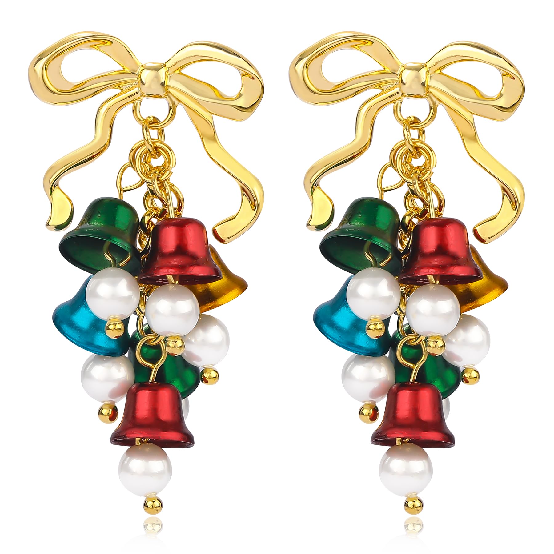 Amazon.com: Colorful Christmas Jingle Bell Earrings for Women 14K Gold ...
