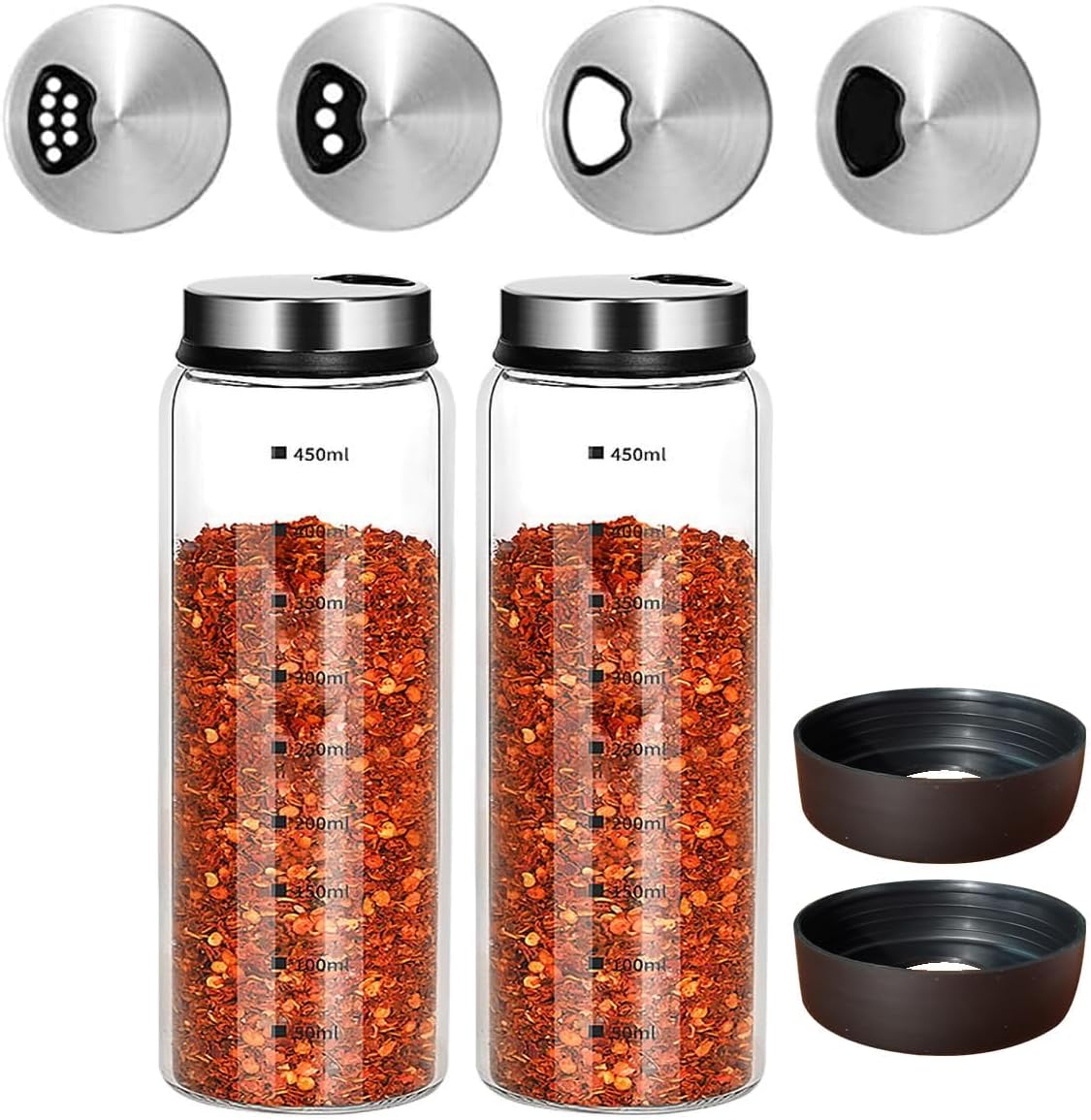 Amazon.com: Zhehao 6 Pcs Salt Pepper Shakers Set with Adjustable Pour ...