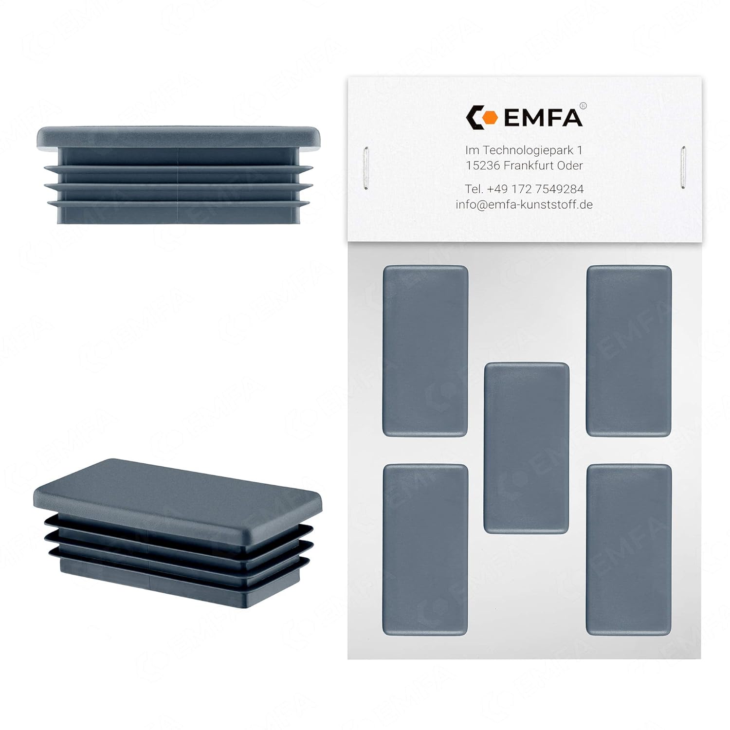 Rectangular tubing end Cap 80x20 mm Anthracite Plastic tubing end caps ...