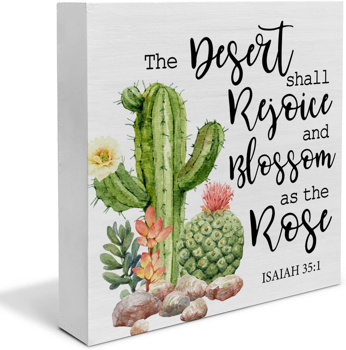 Amazon.com: Country Isaiah 35:1 Bible Verse Wood Box Sign Decor Desk ...