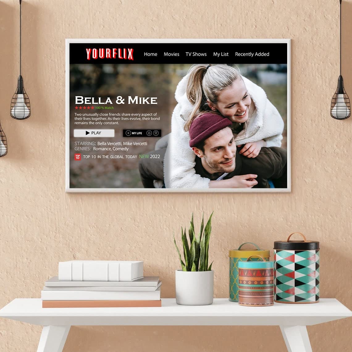 Amazon.com: Personalized Couples Movie Poster And Canvas | Portrait ...