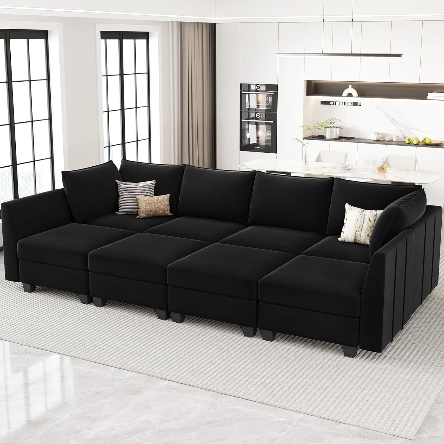 Amazon.com: Belffin Modular Sleeper Sofa Velvet Sectional Couch with ...