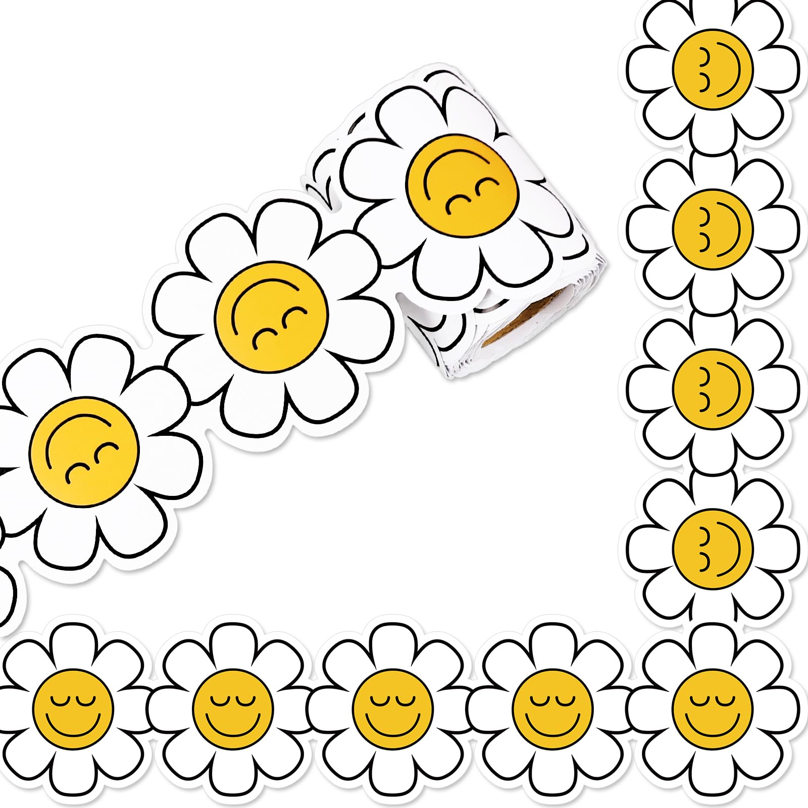 Amazon.com: Whaline 32.8ft Retro Daisy Bulletin Board Borders Yellow ...