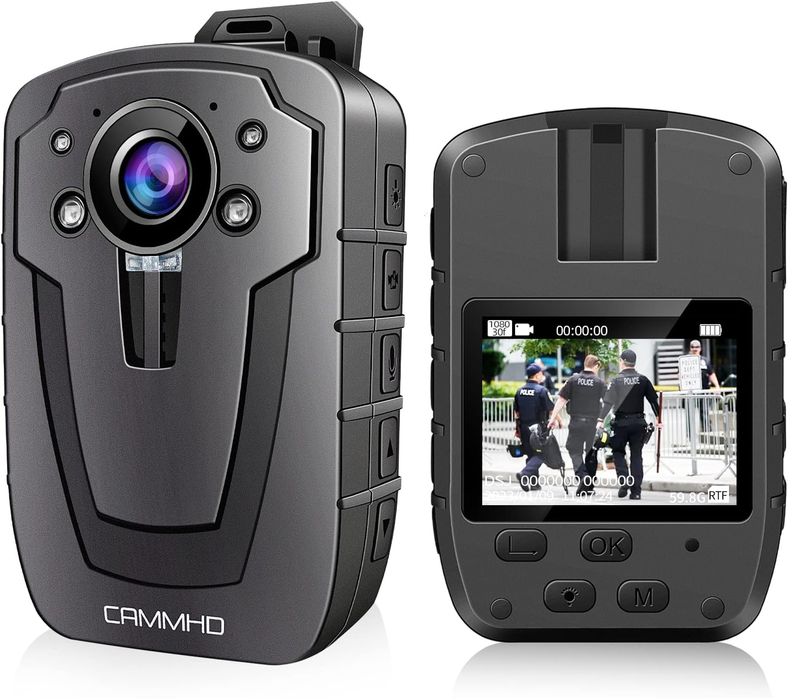 Amazon.com: CAMMHD C8 2K/1296P Body Camera,11-12Hours Video Record ...