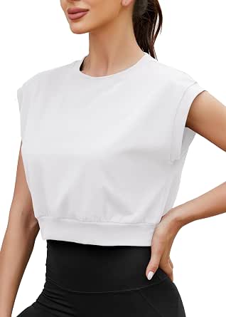 Amazon.com: Mippo Crop Workout Tops for Women Cute High Neck Workout ...