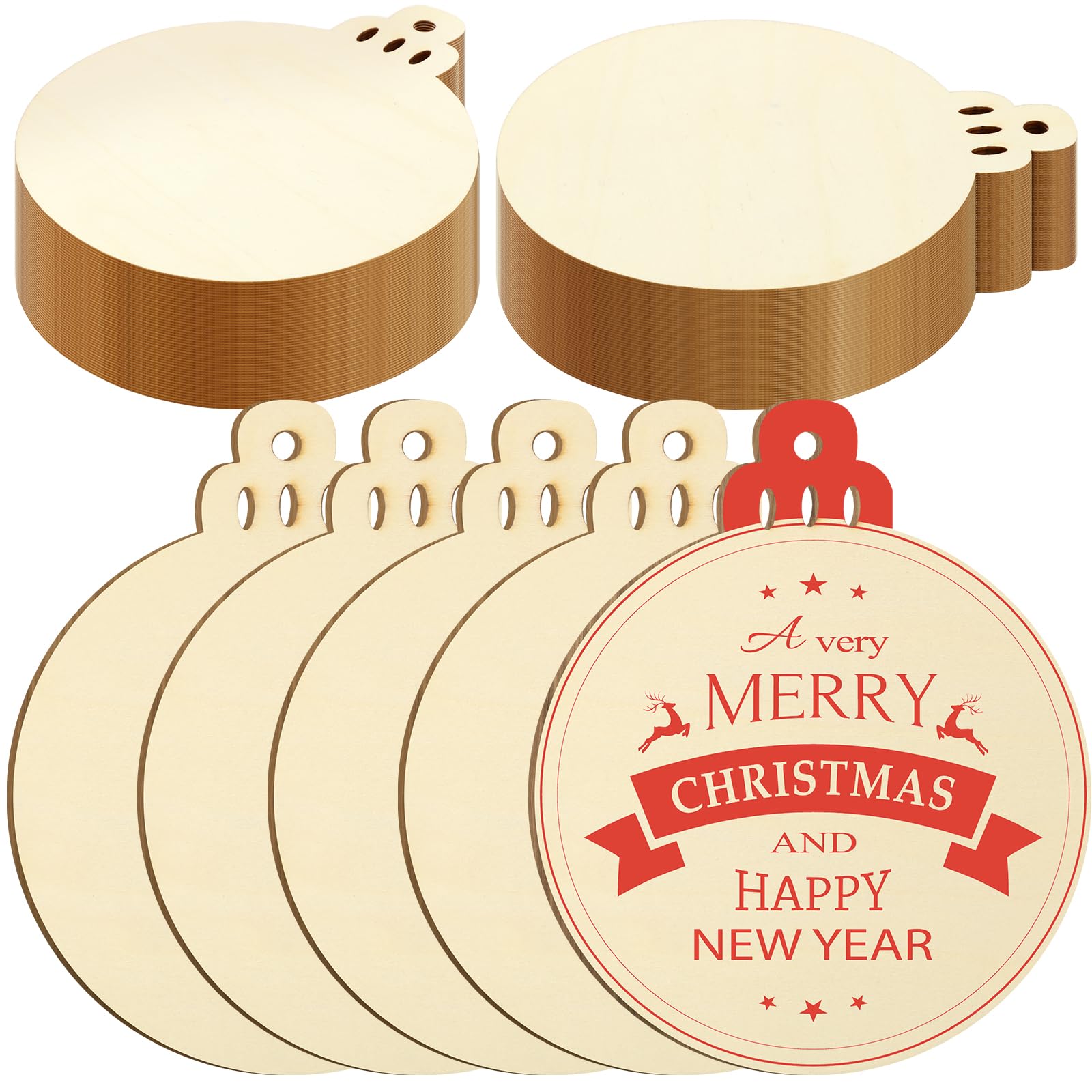 Amazon.com: Soaoo 24 Pcs Extra Large 7" Christmas Round Wooden Discs ...