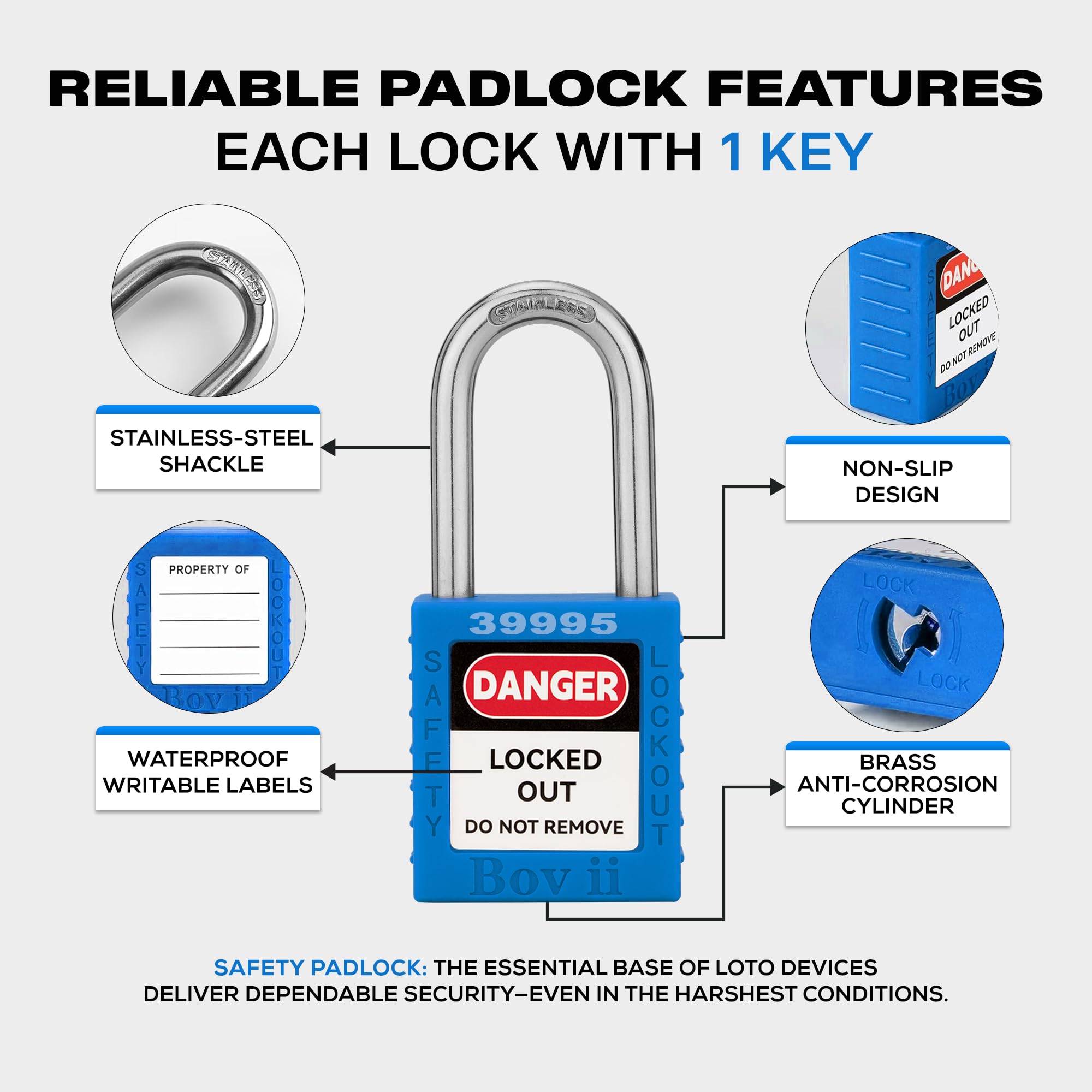 Snapklik.com : Lockout Tagout Locks Set, 10 Blue Lockout Tagout Safety ...
