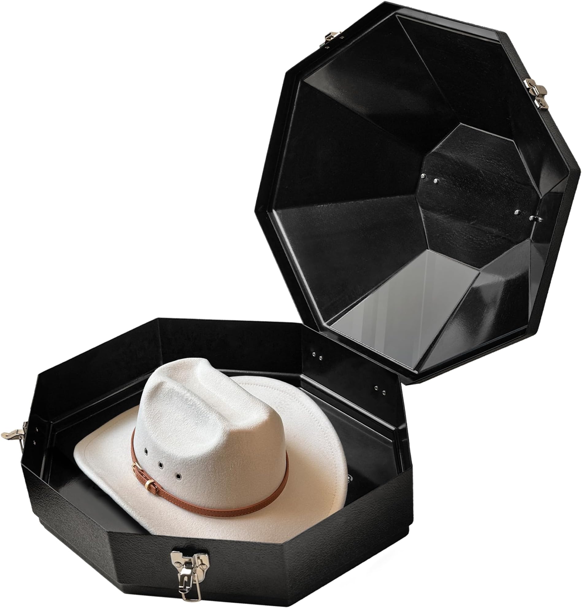 Amazon.com - Cowboy Hat Box For Travel- Case With Mirror, Carrying ...