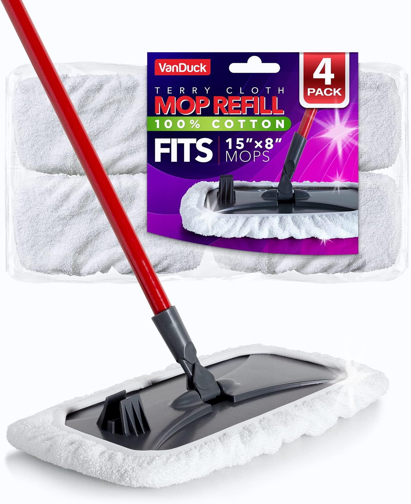 Amazon.com: Millifiber Microfiber Mop Refills 15x8 Inches, 6-Pack (Mop ...