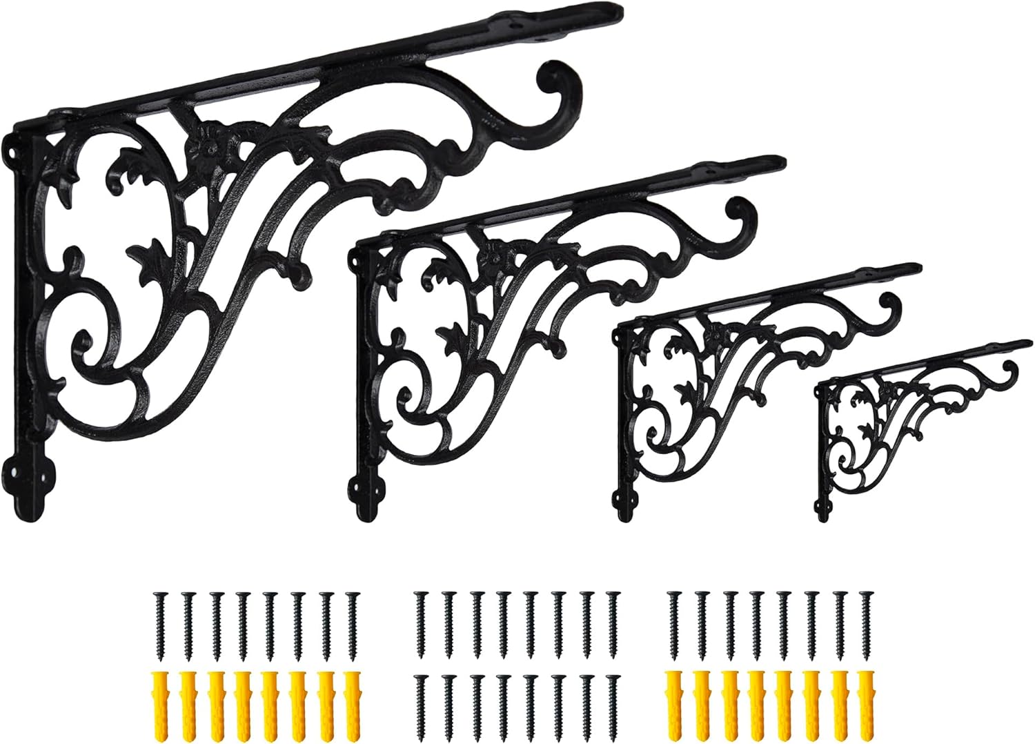 Amazon.com: 14''x8.5'' Decorative Shelf Brackets,4 Pack Cast Iron Shelf Supply,14 Inch Large ...