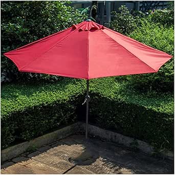 Amazon.com : TEmkin Half Parasol, 300cm Red Prevent Light Rain Garden ...
