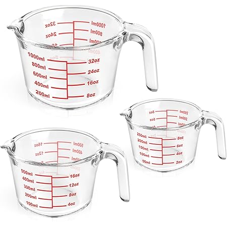Amazon.com: Anchor Hocking Glass Measuring Cup, 4 Pieces, Set Includes ...