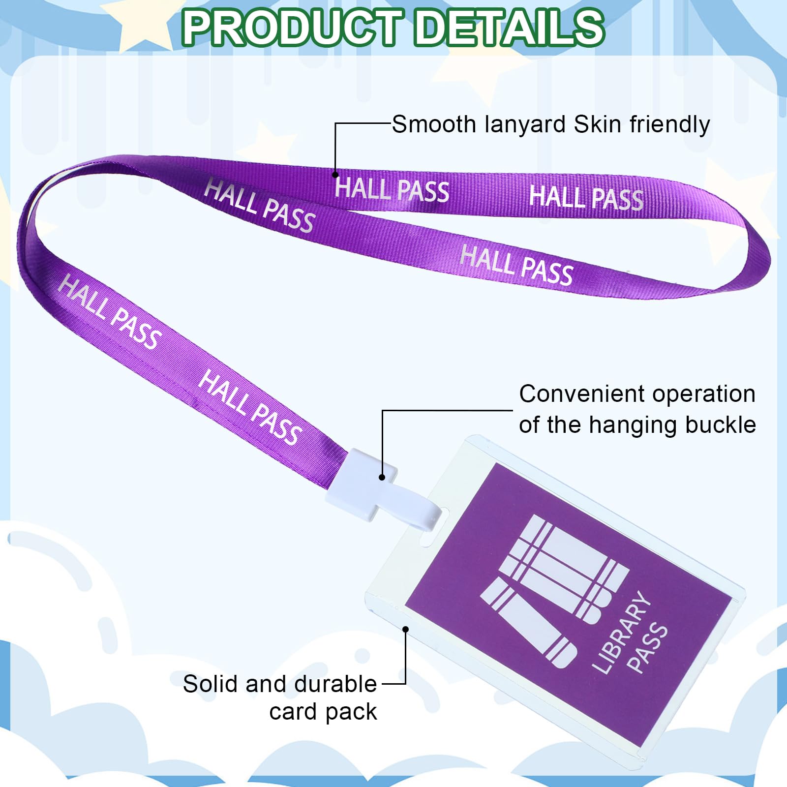 Bathroom Pass System Patelai 18-Piece Hall Pass Lanyards Set - 6 Color ...