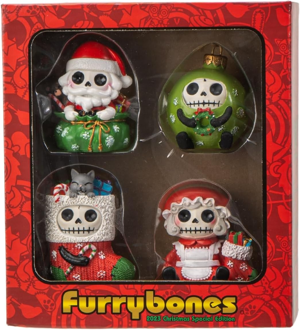 Amazon.com: Pacific Trading Furrybones Christmas Figurines, Set of 4, Tabletop Holiday ...