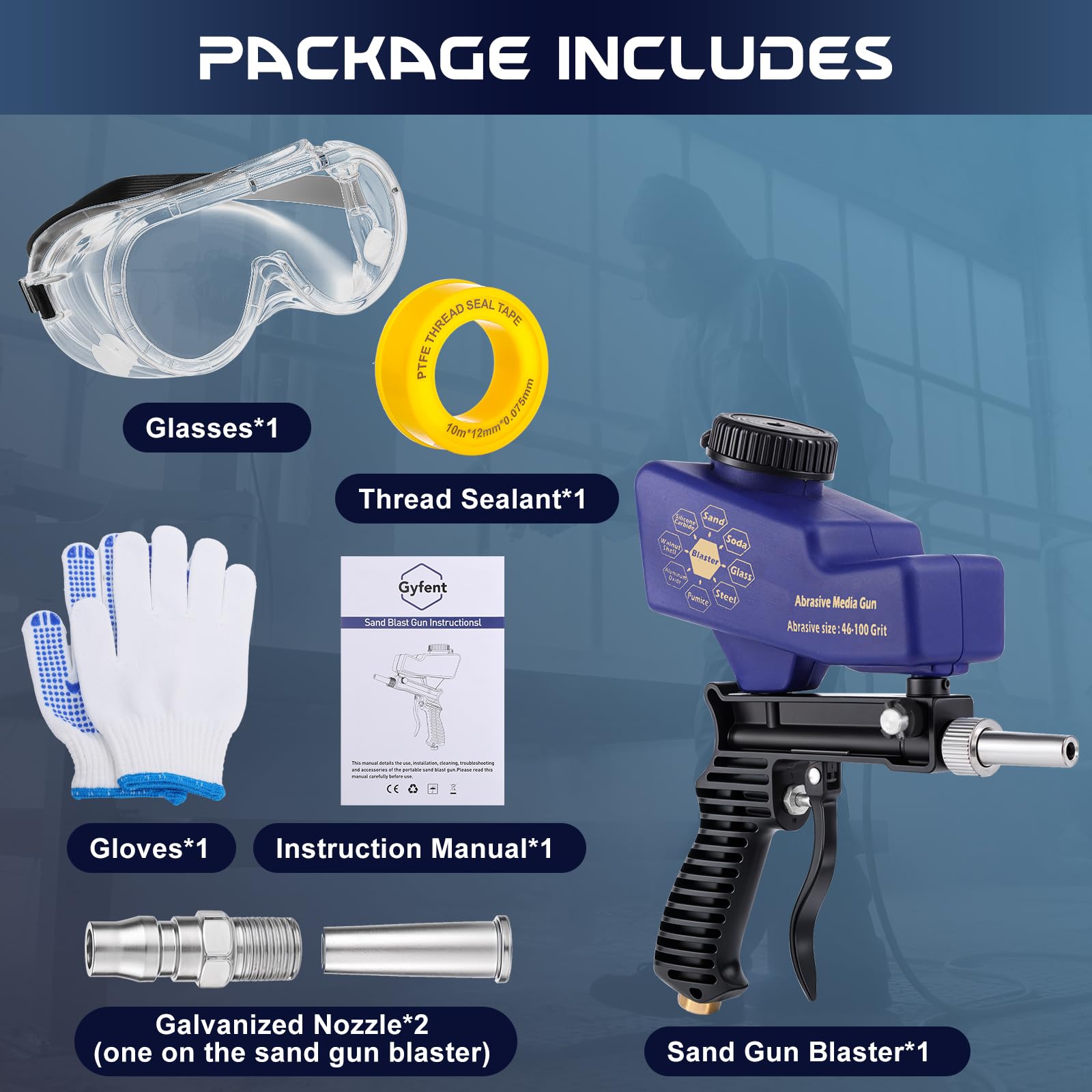 Snapklik.com : Gyfent Sand Gun Blaster, 150PSI Sand Gun Blasters Kit ...