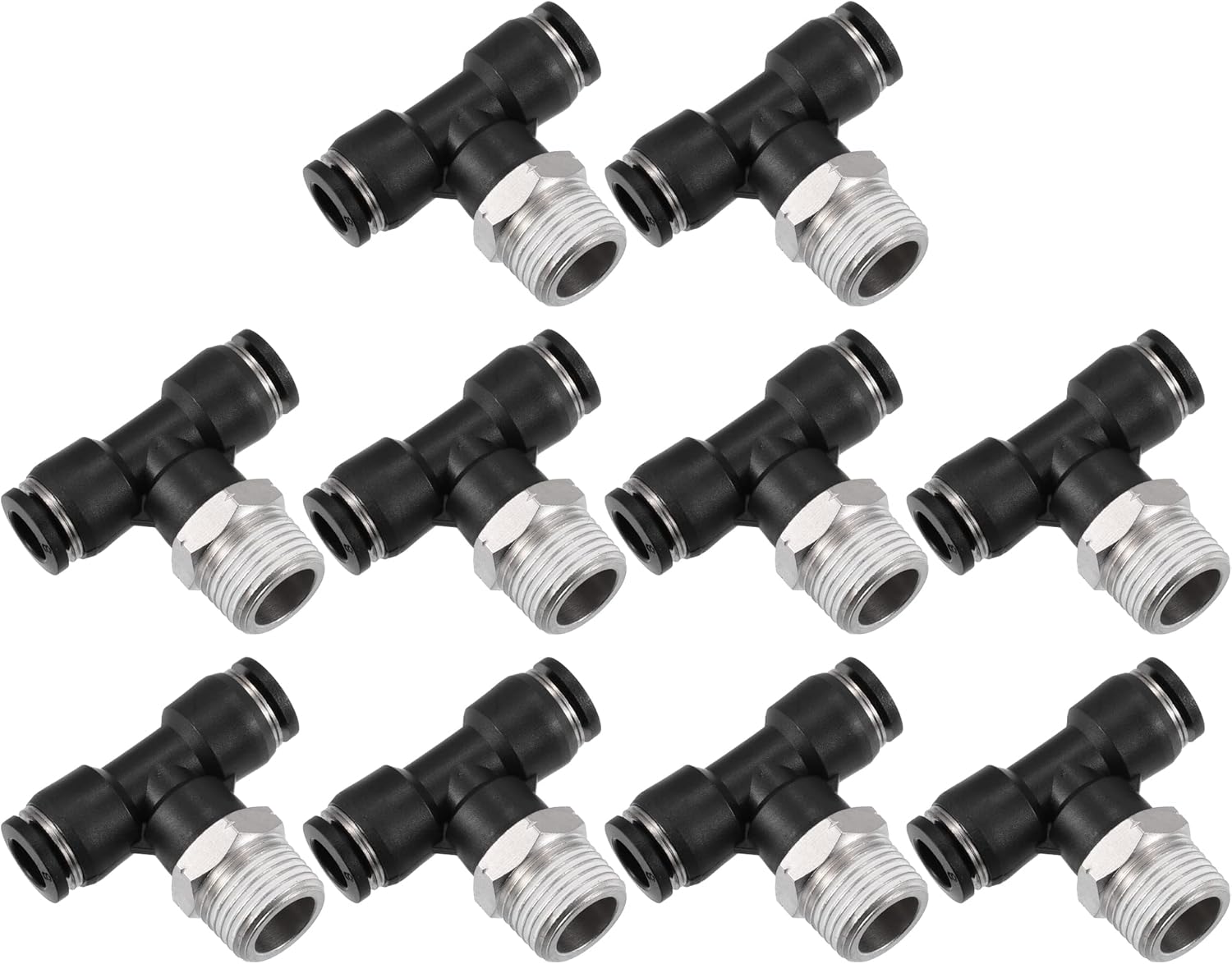 Amazon.com: X AUTOHAUX 10 Pcs Car Pneumatic Tee Shape Fittings 8mm Tube ...