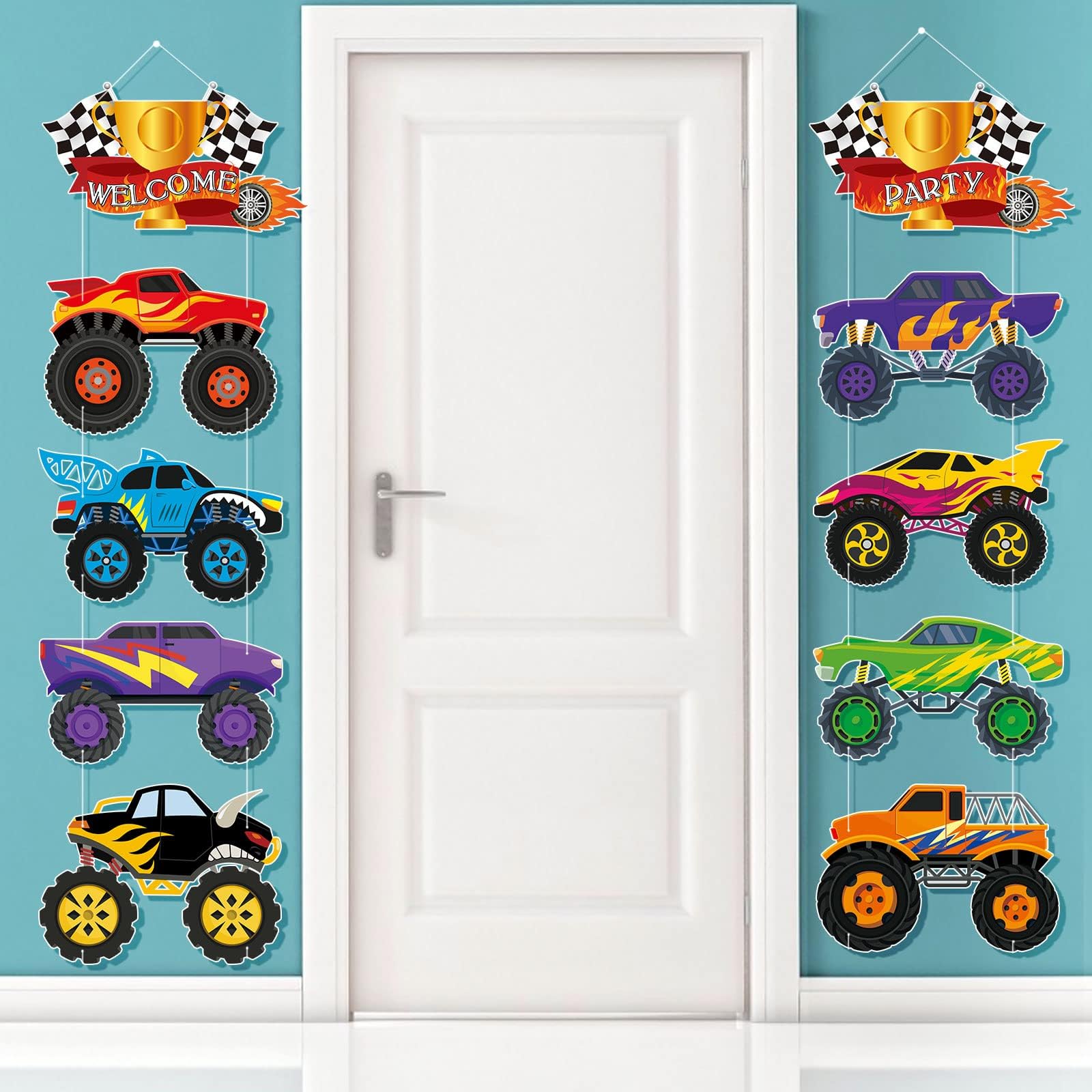 Amazon.com: Monster Truck 3rd Birthday Backdrop Banner, Monster Truck ...