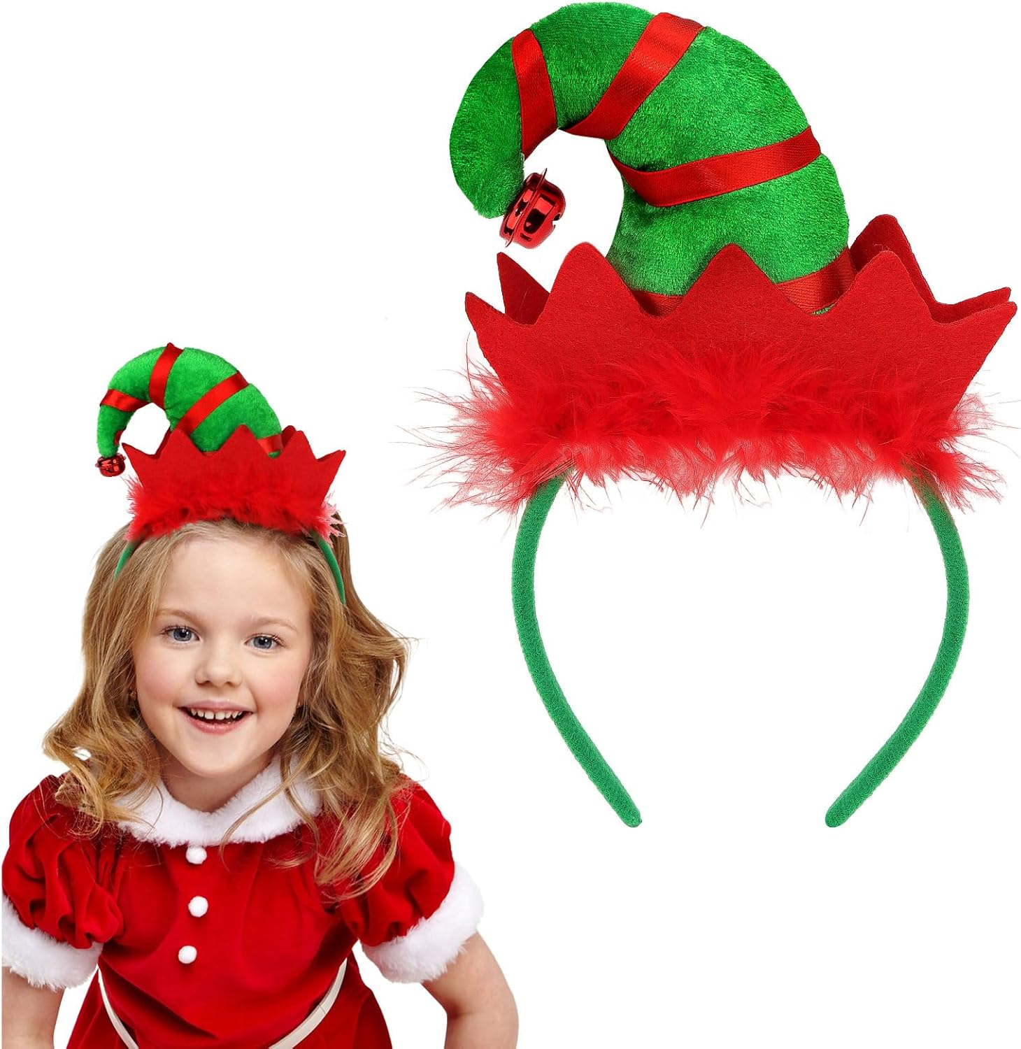Amazon.com : Araluky Elf Christmas Headband With Elf Ears & Hat ...