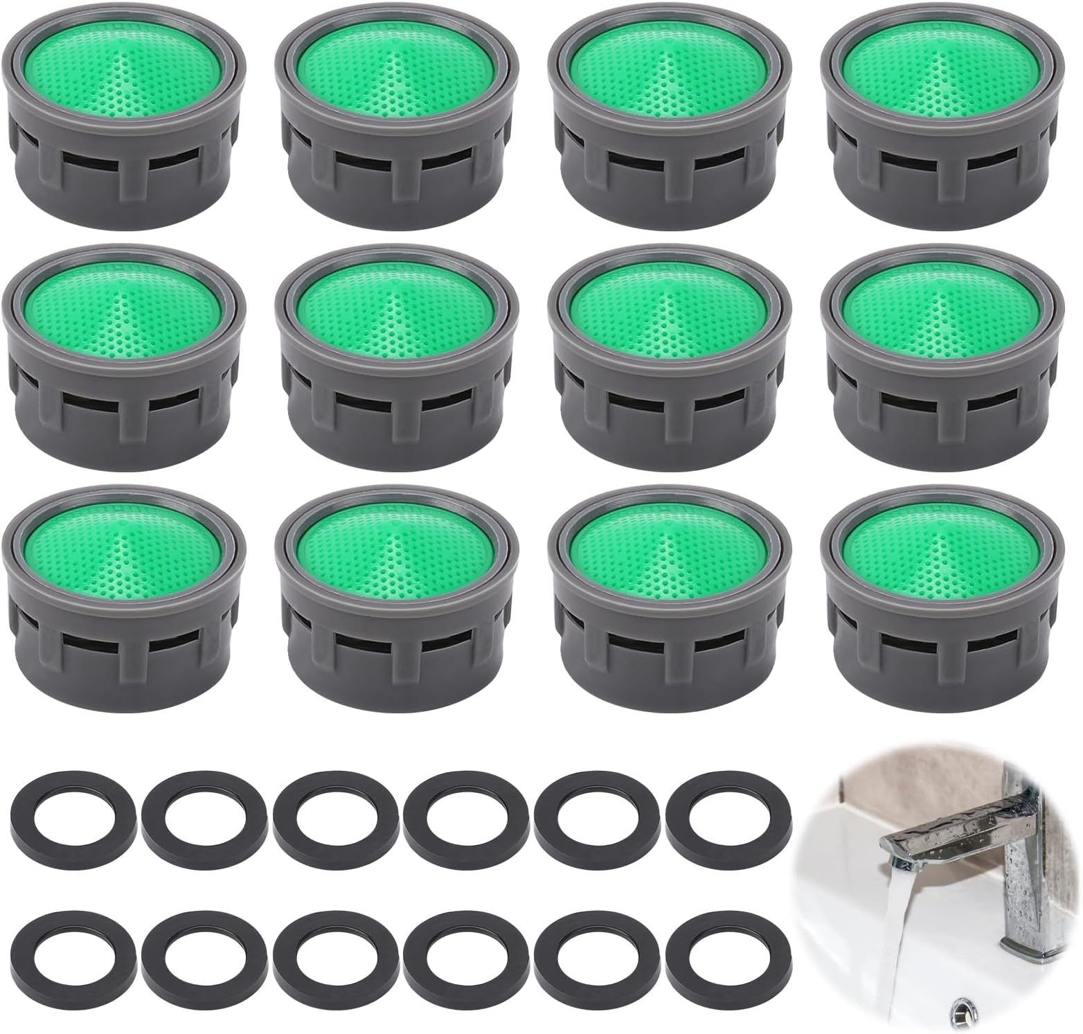 KALIONE Wasserhahn Sieb,12er-Pack Wasserhahnbelüfter mit 12-teiliger ...