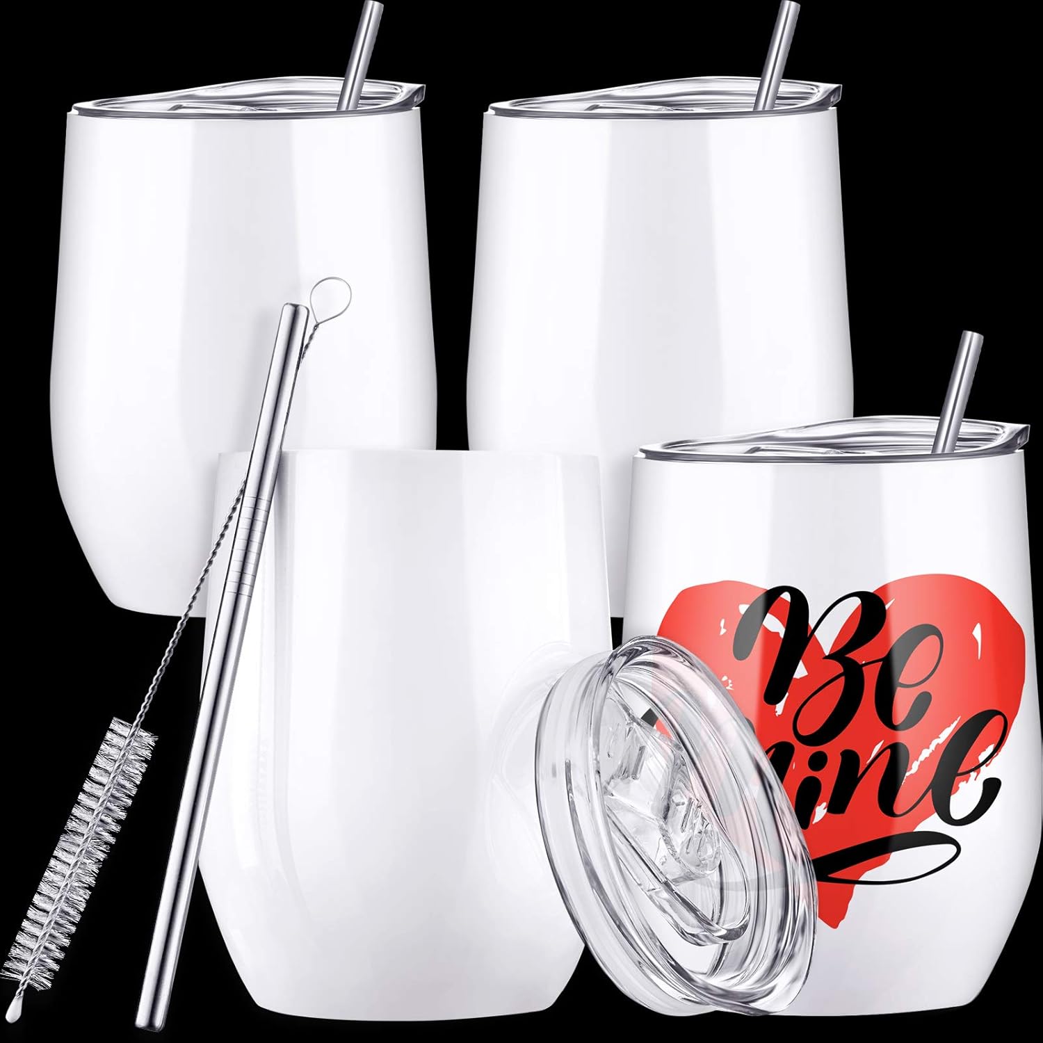 Amazon.com | Sublimation Wine Tumbler with Lid and Straw Cup Blank Heat ...