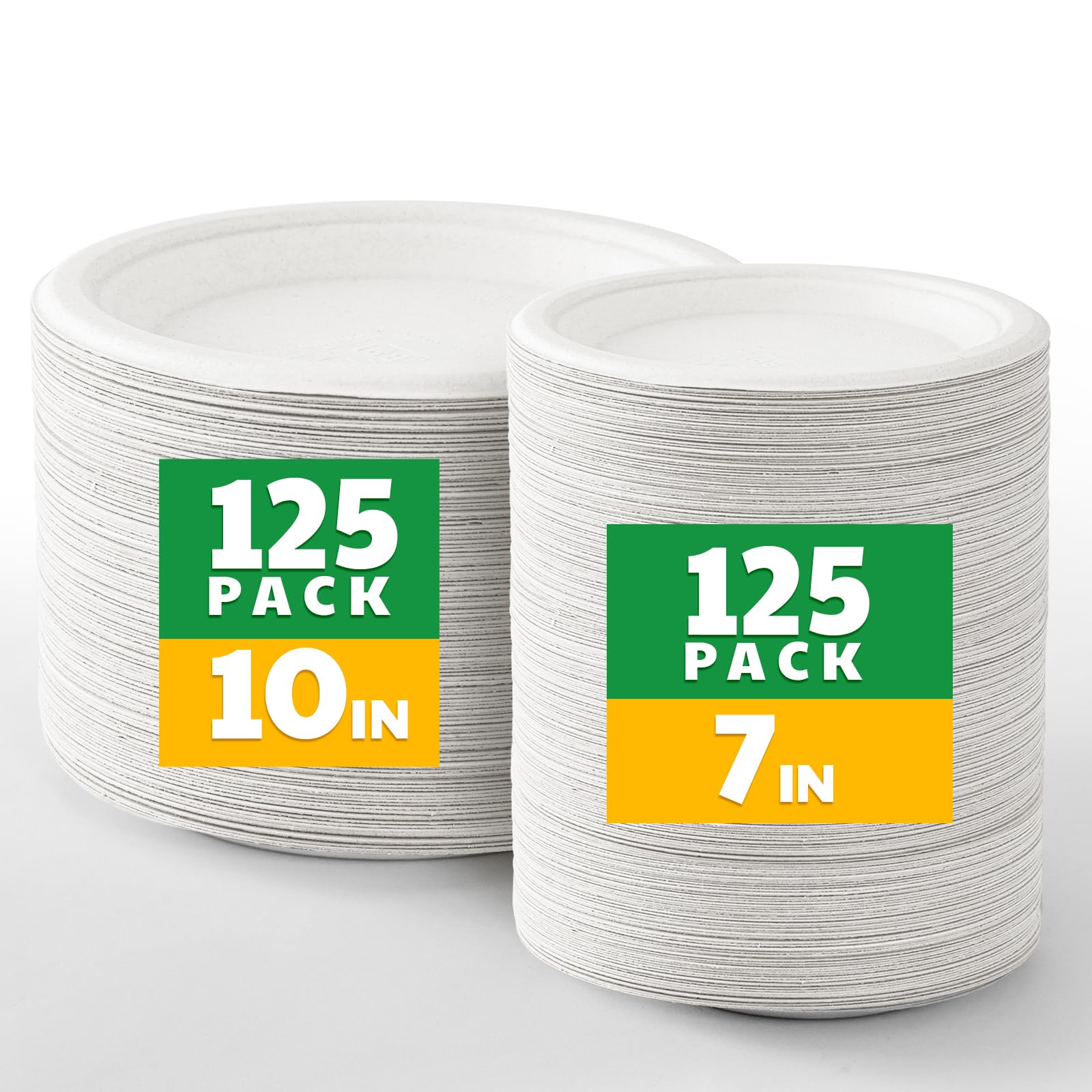 Amazon.com: Joyborn Disposable Plates Bundle: 125 Count 10-Inch and 125 ...