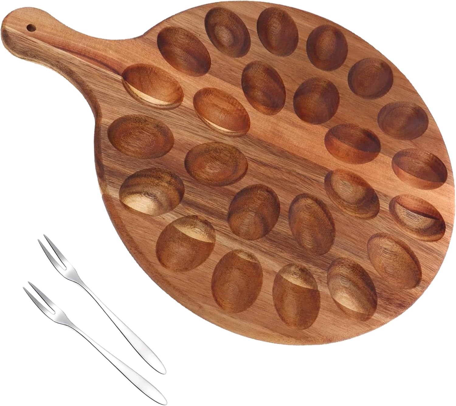 Amazon.com | Deviled Eggs Platter- Round Acacia Tray for Serving ...